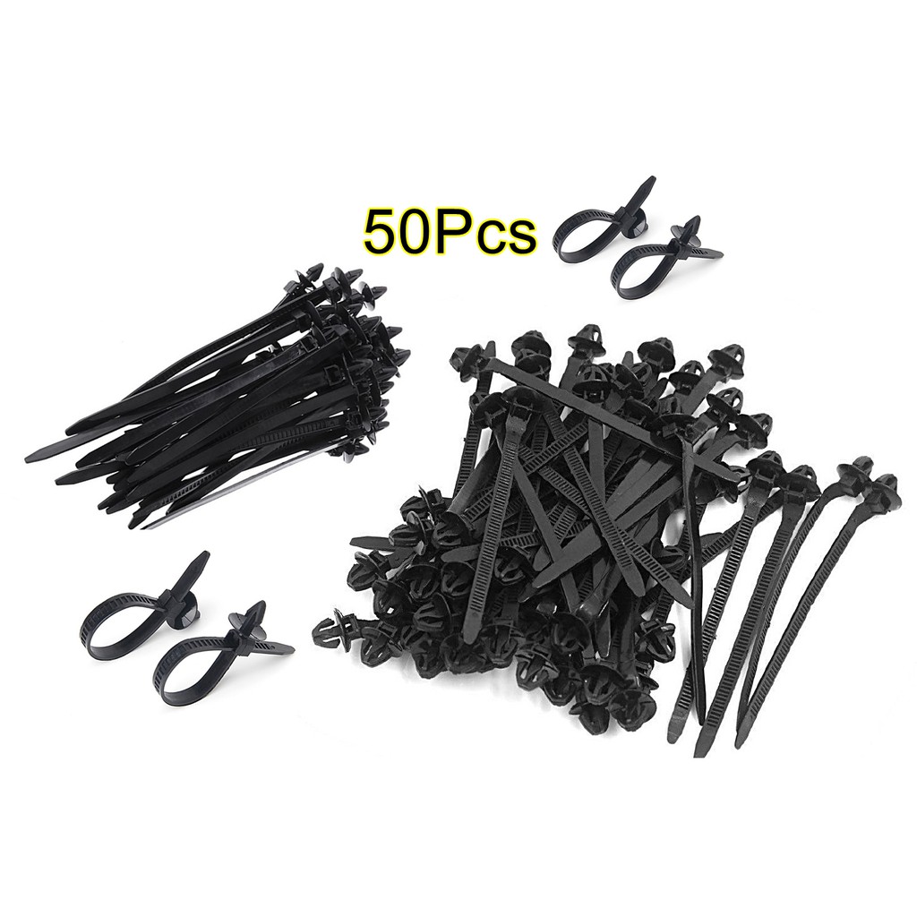 50Pcs Car Cable Tie Cable Clip Zip Tie Wire Tie Zipper Clip Rivet Zip ...