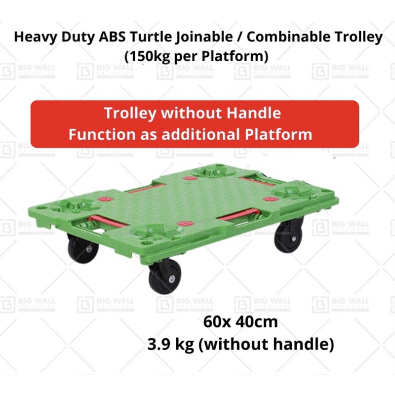 OKMate Heavy Duty ABS Turtle Trolley Joinable / Combinable Tortoise ...