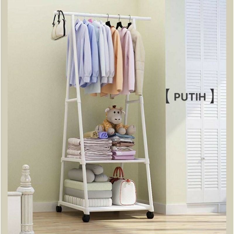 Triangle stand clothes hanger bookshelf multi-purpose clothes rack with ...