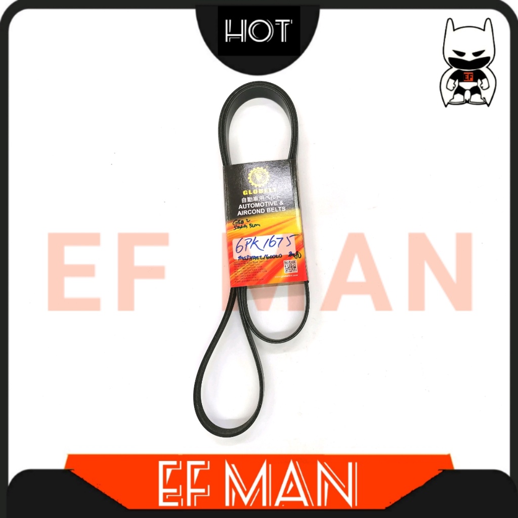 GLOBELT 6PK1675 FAN BELT PROTON SAGA FL BLM GEN2 EXORA CPS PERSONA WAJA ...