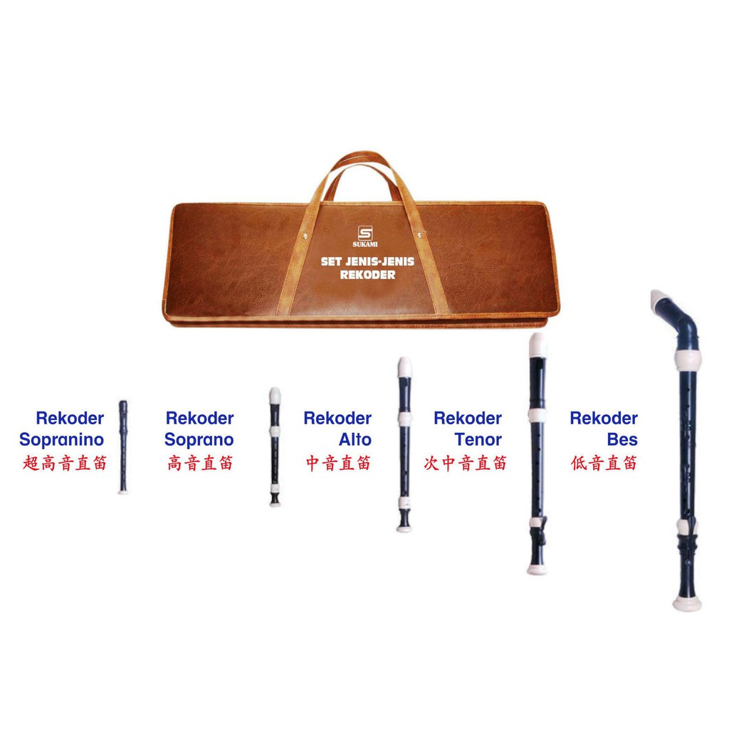 BASS/ TENOR/ ALTO/ SOPRANO/ SOPRANINO RECORDERS- SET JENIS-JENIS ...