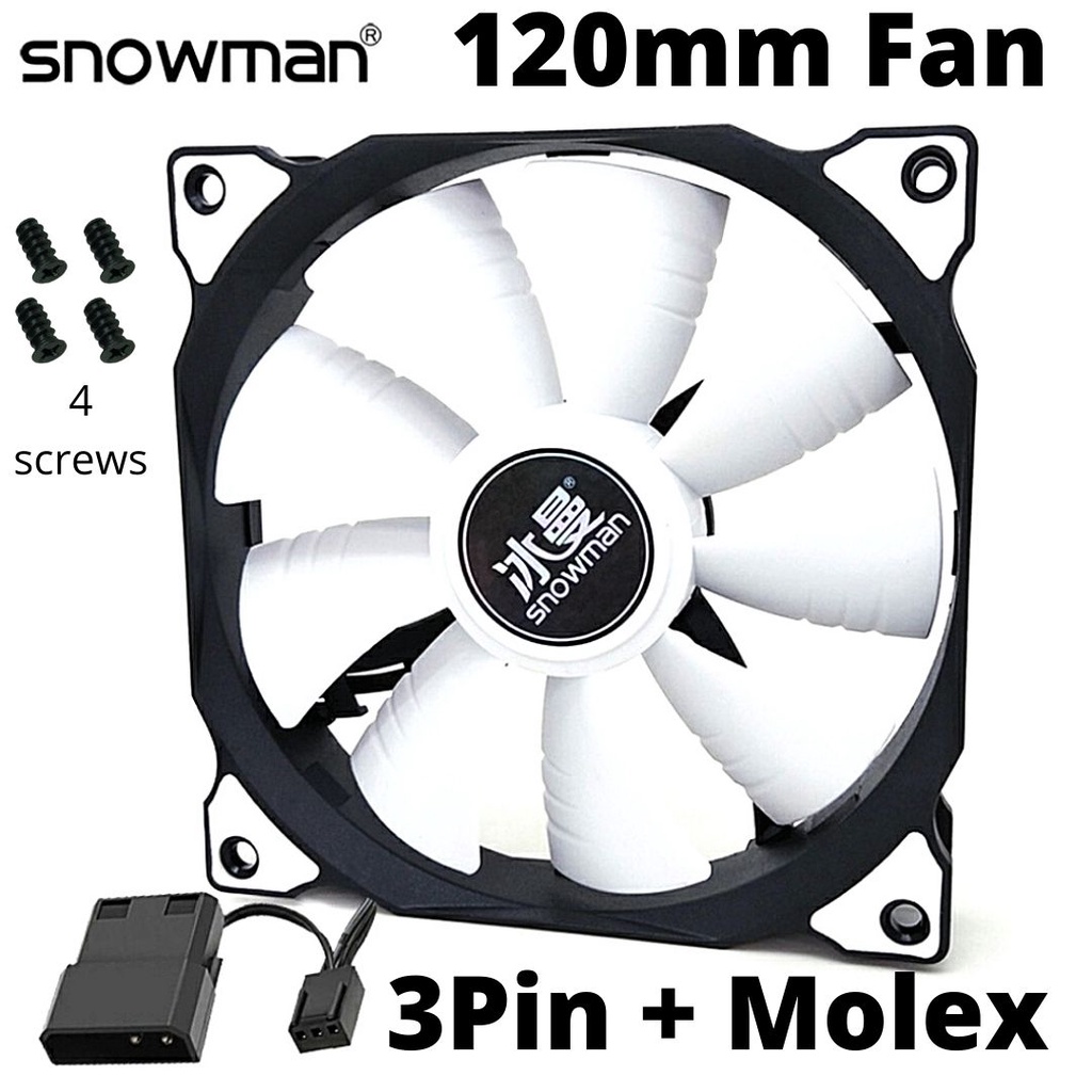 SNOWMAN 12cm Silent 3 Pin Molex 120mm CPU cooling case fan for PC ...