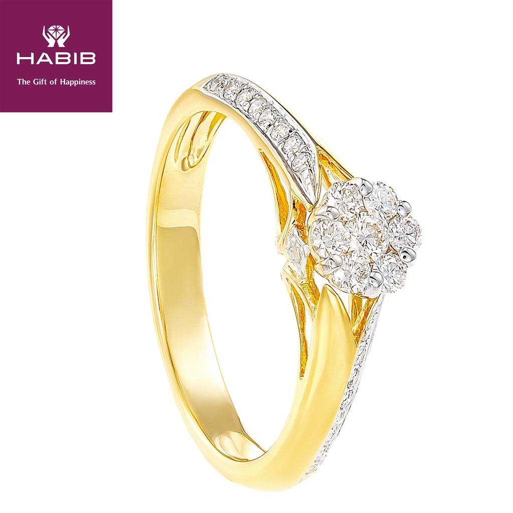 HABIB Round Diamond Ring in 750/18K Yellow Gold 23511 | Shopee Malaysia