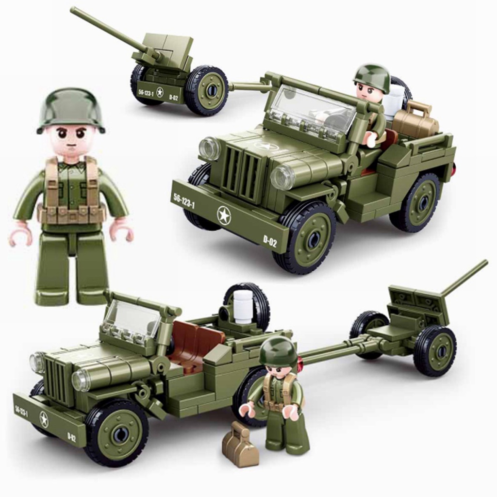 143PCS Sluban B0853 WW2 Army Willys Jeep Model Building Block ...