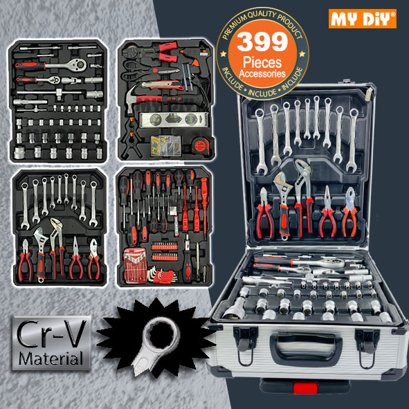 MYDIYSDNBHD - 399pcs Tool Set Hand Tools Box Socket Set With Luggage ...