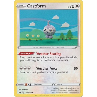 Castform / 121/198 / Common / Sword & Shield Chilling Reign Pokemon Trading Card Game PTCG ...