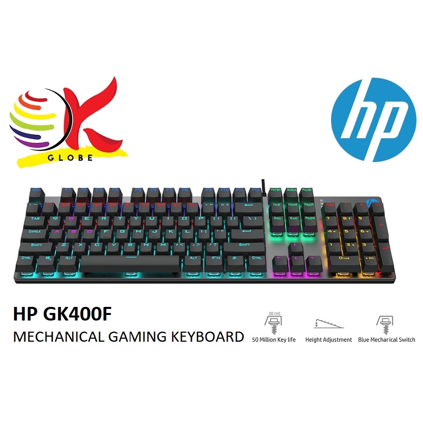 HP GK400F WIRED MECHANICAL GAMING RGB KEYBOARD WITH BLUE SWITCH , ANTI ...