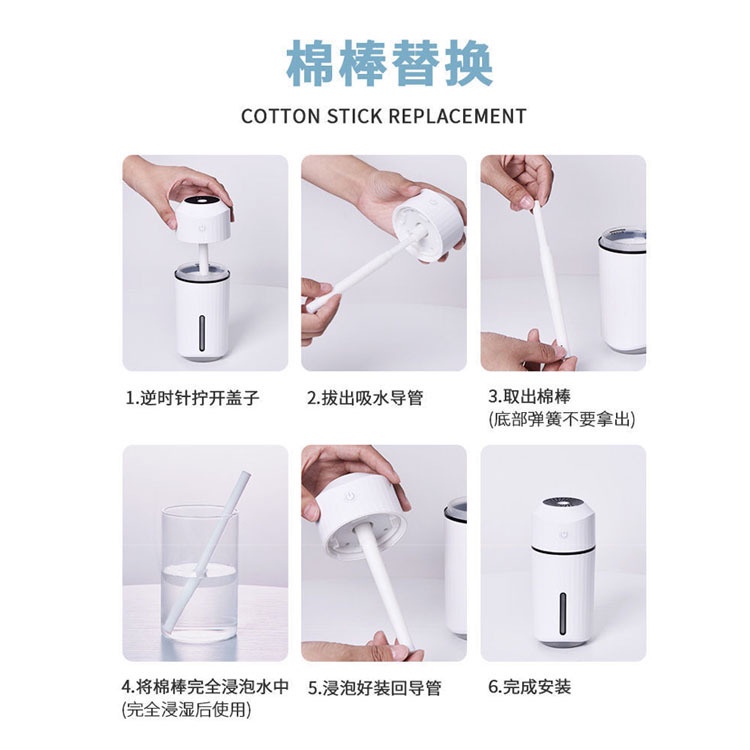 Cotton Parts Air Humidifier Filter Cotton Swab Refill Sponge Rod Stick ...