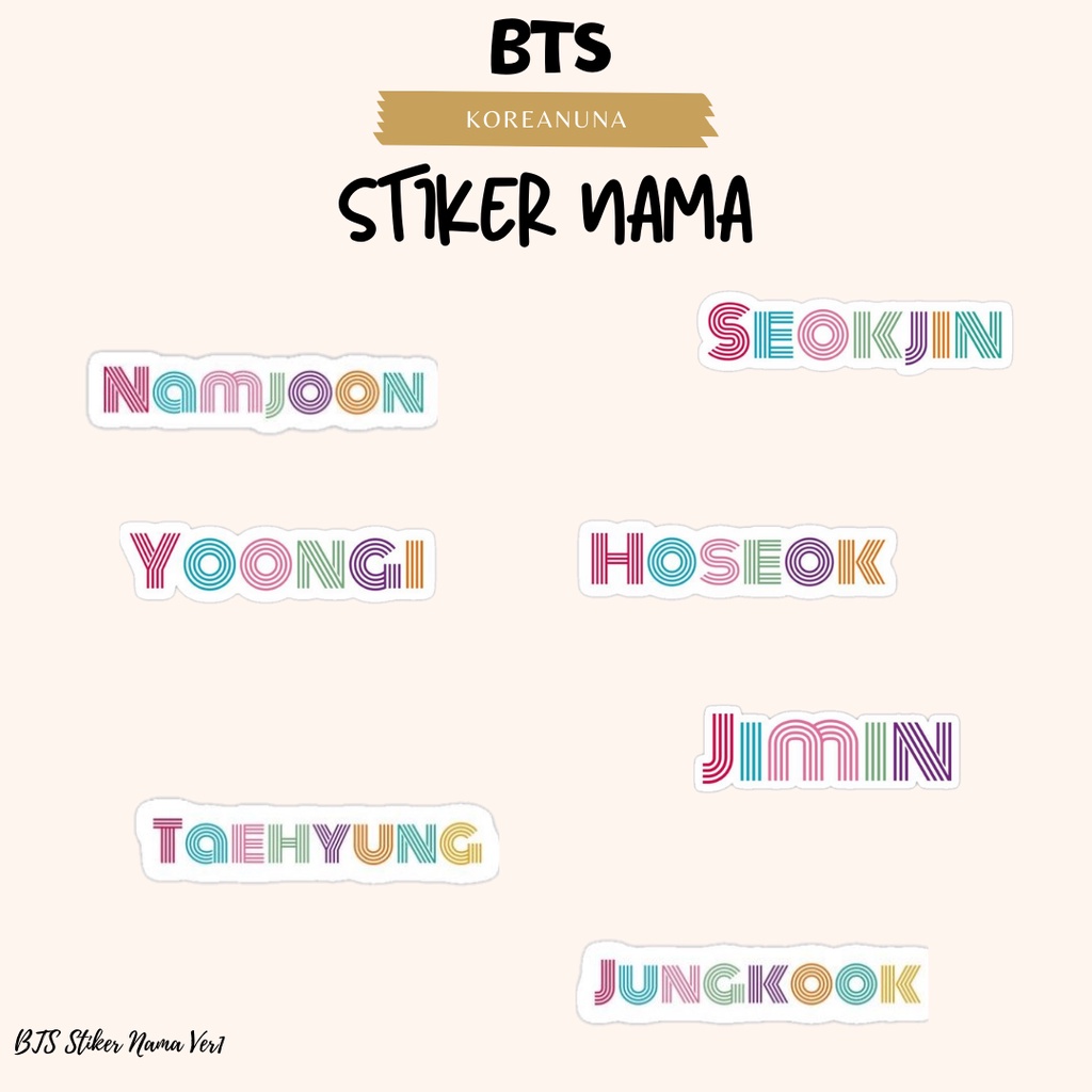 HP Kpop BTS Member Name Cute Aesthetic Quality Stickers Laptop Cell ...