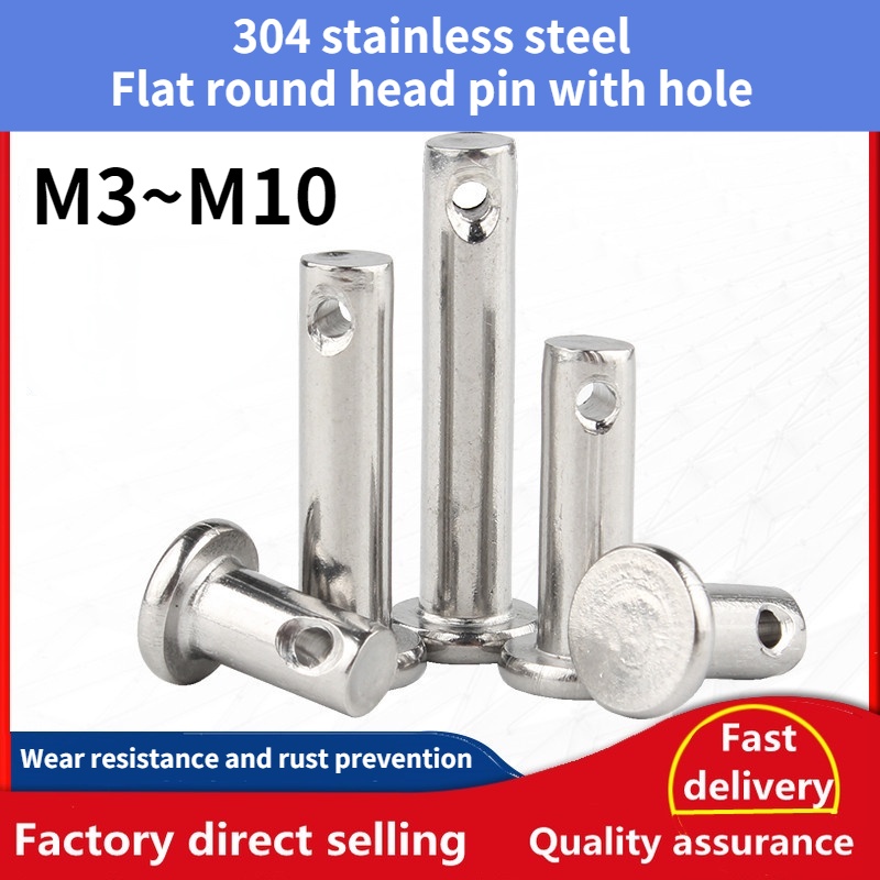 304 stainless steel pin shaft flat head cylindrical pin with hole ...
