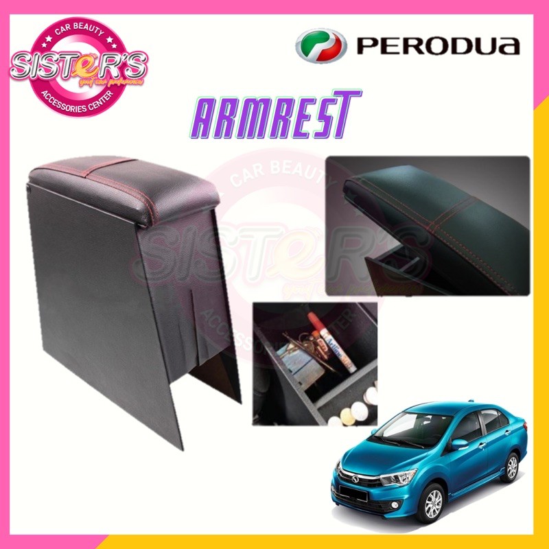Perodua Bezza Arm rest Console box carbon PVC redline Armrest | Shopee ...