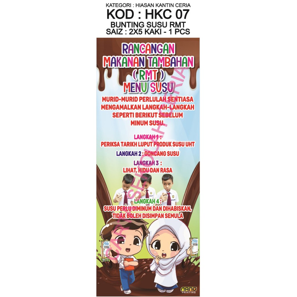 🏃1 DAYSHIP🏃 JIMAT! Bunting Menu Susu Rancangan Makanan Tambahan (RMT ...