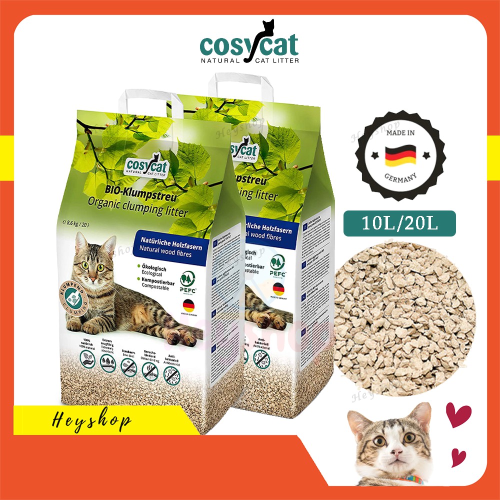 Cosycat Organic Clumping Cat Litter 10L / 20L Naturally From Wood Litter KayuToilet Kucing ...