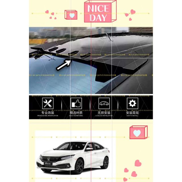 Car Rear Top Roof Glass spoiler Window boot Trunk Lip wing Vios city ...
