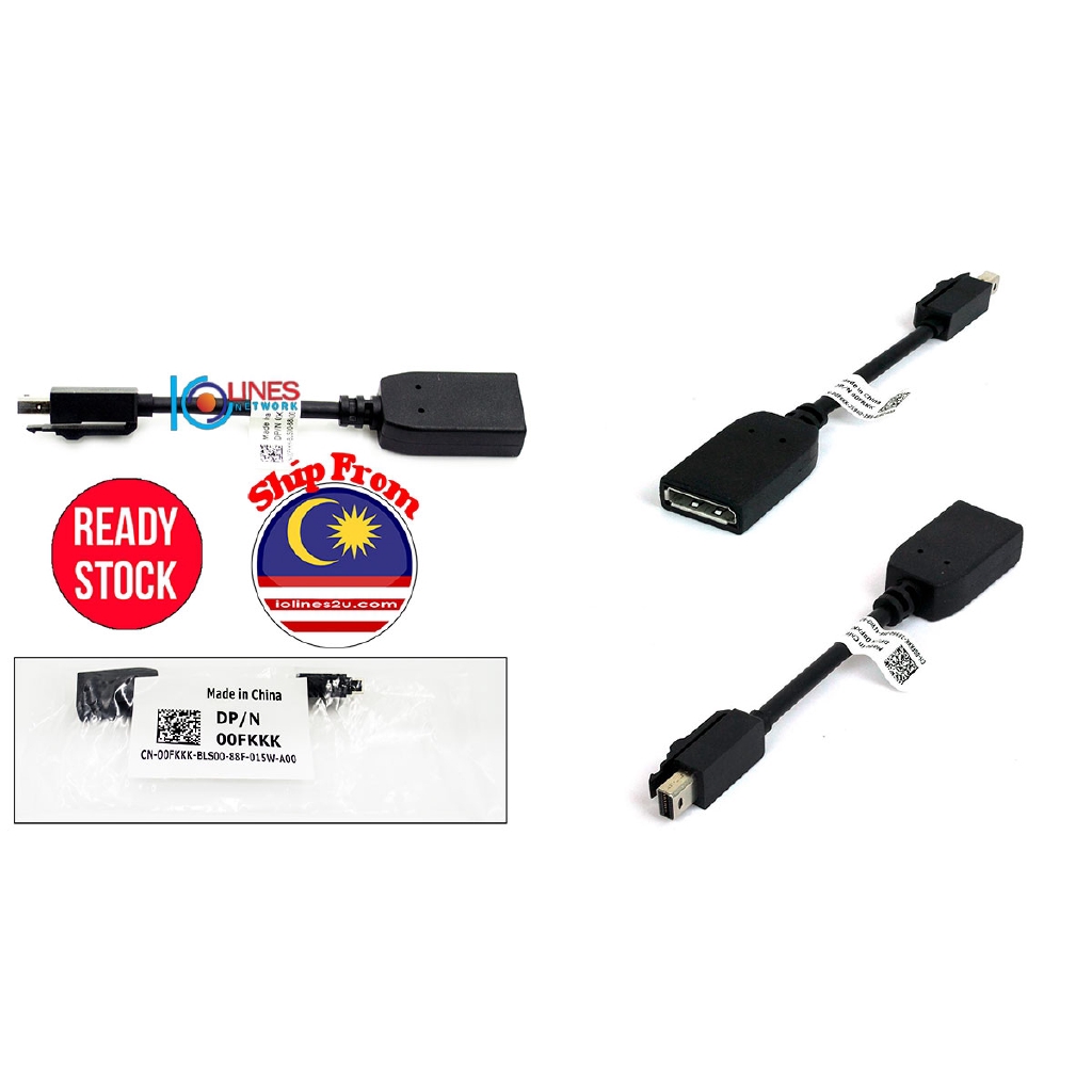 Dell DP/N 00FKKK Mini DP Display Port male w/ clip to DP Female Adapter ...