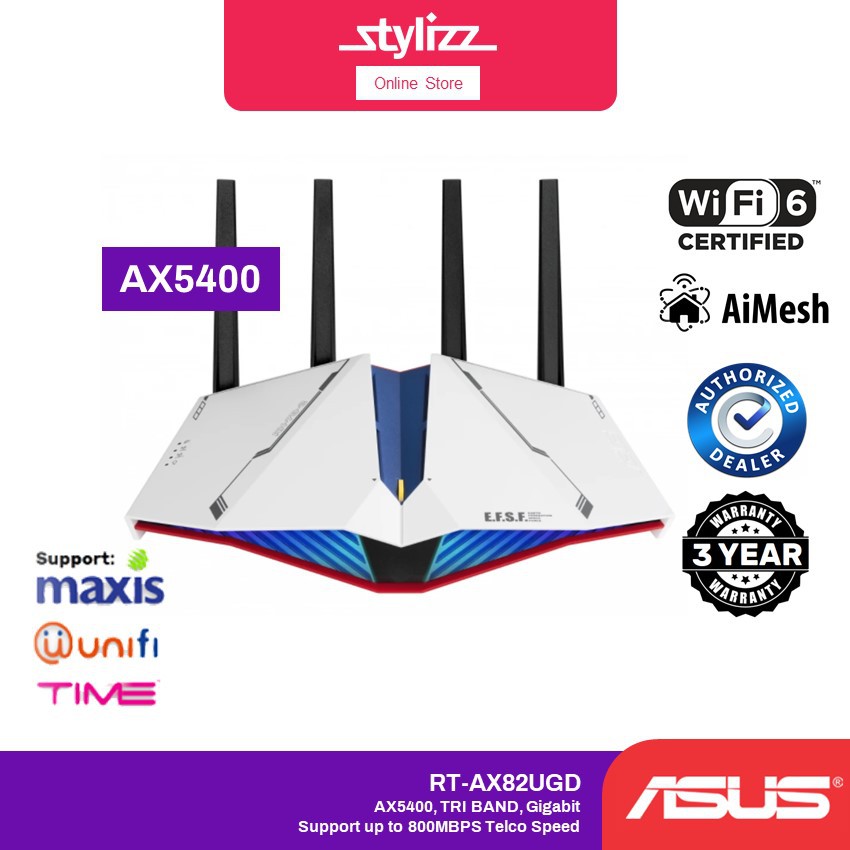 Asus RT-AX82U AX5400 WiFi 6 Gigabit Wireless AX Gaming Router With Aura ...
