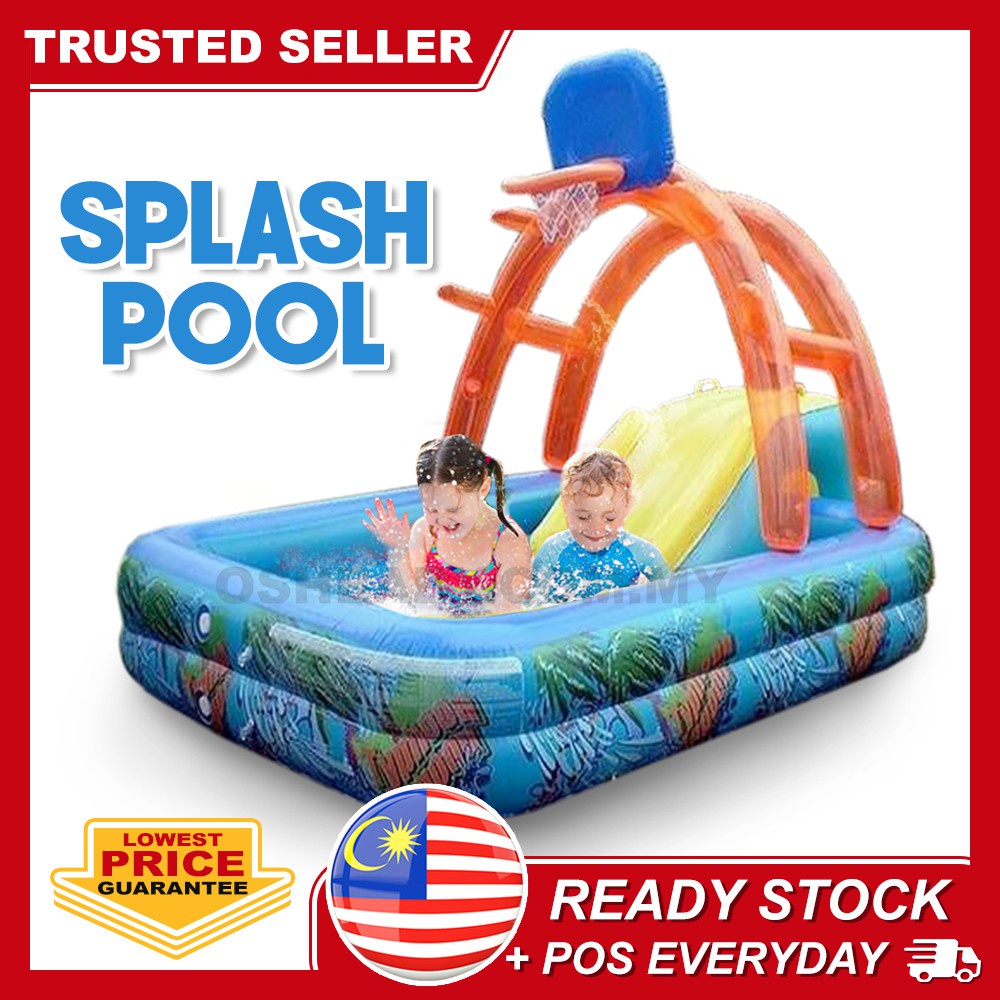 Splash pool kids pool slide basketball pool | Shopee Malaysia