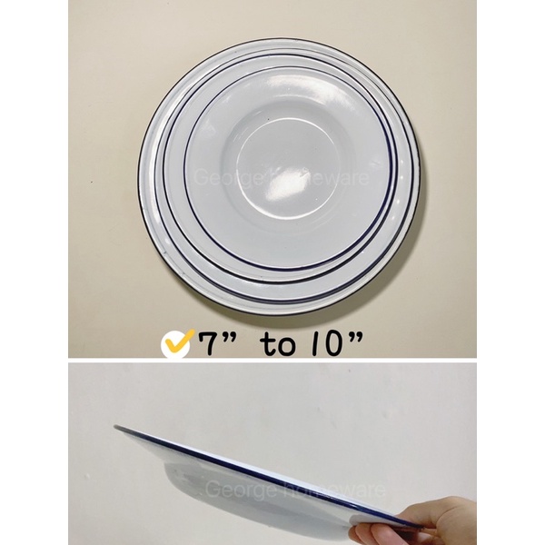 White Enamel Plate| traditional classic style| Pinggan Ayan | Shopee ...