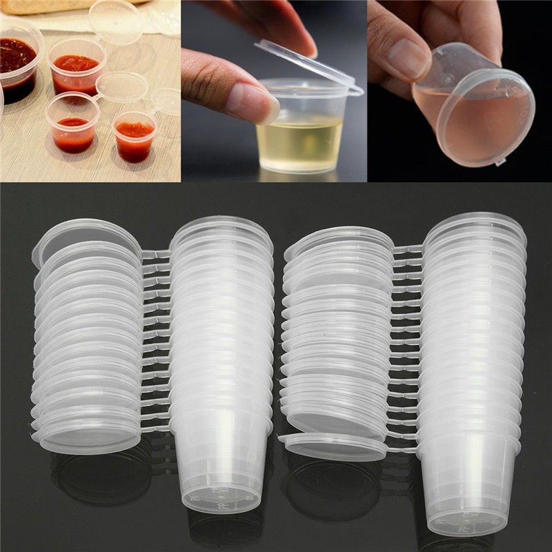 1oz (25ml) / 1.5oz (35ml) PP Sauce Cup With Lid Cover / Small Plastic Round Container / Mini ...