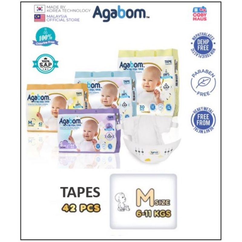 Agabom Ergonomic Baby Comfy Diapers - Tape (NB/S/M/L/XL) / Pants (M/L ...