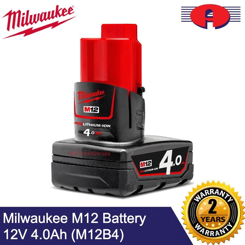 MILWAUKEE M12 BATTERY 12V 2.0AH 4.0AH M12B2 M12B4 LITHIUM-ION BATTERY ...
