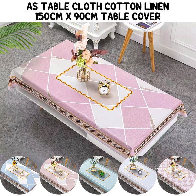 AS Table Cloth Cotton Linen 150CM X 90CM Table Cover Tablecloth Kitchen ...