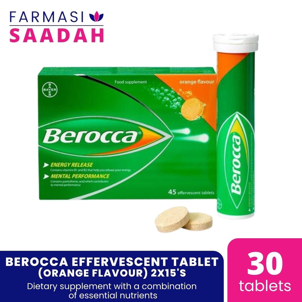 BEROCCA VITAMIN EFFERVESCENT TABLET (ORANGE FLAVOUR) 2X15'S | Shopee ...