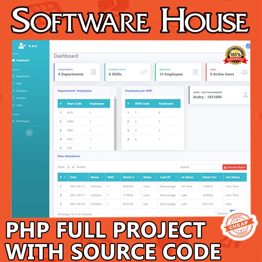 Employee Attendance System Full PHP Project with Source Code | Shopee ...