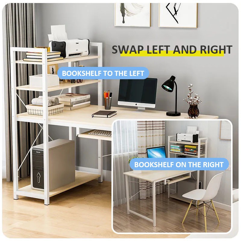 Study Desk Meja Belajar Modern Computer Study Table Multipurpose Shelf ...