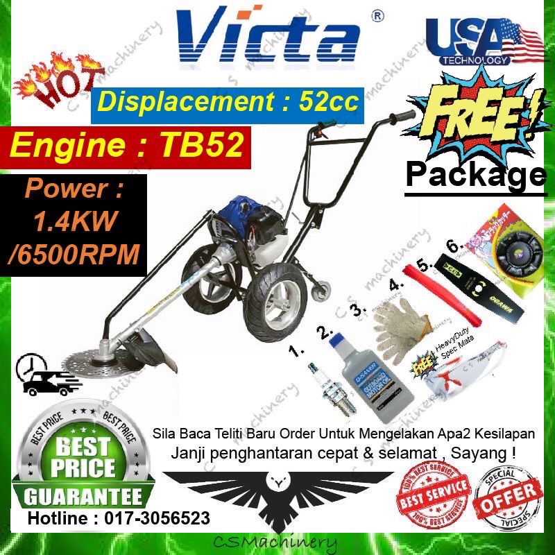🔥VICTA 🔥 V-550HPM HeavyDuty HAND PUSH MOVER/BRUSH CUTTER Mesin Rumput Tolak Dua roda | Shopee ...