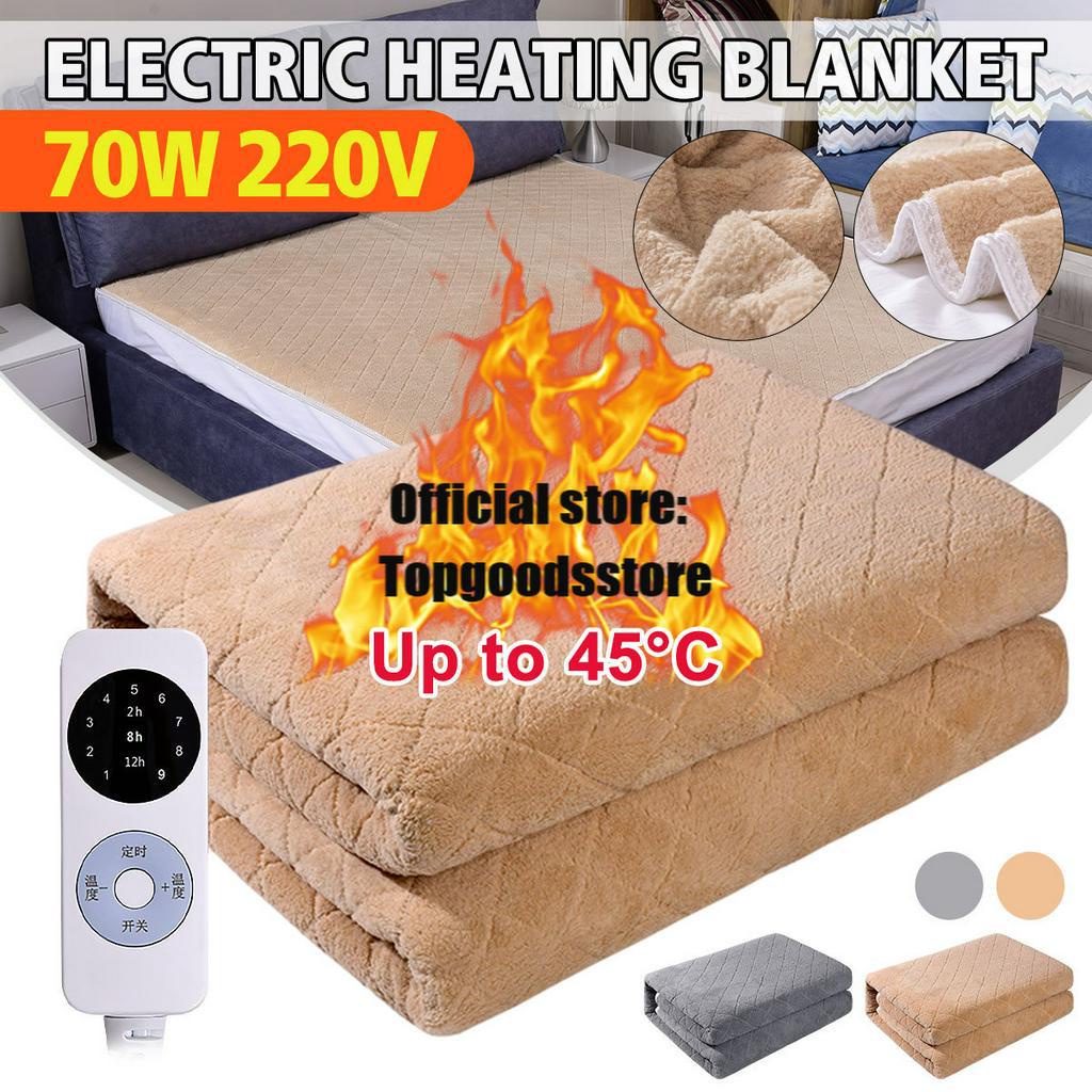 220V 70W Electric Heating Blanket Thermostat Mattress Bedding Winter ...