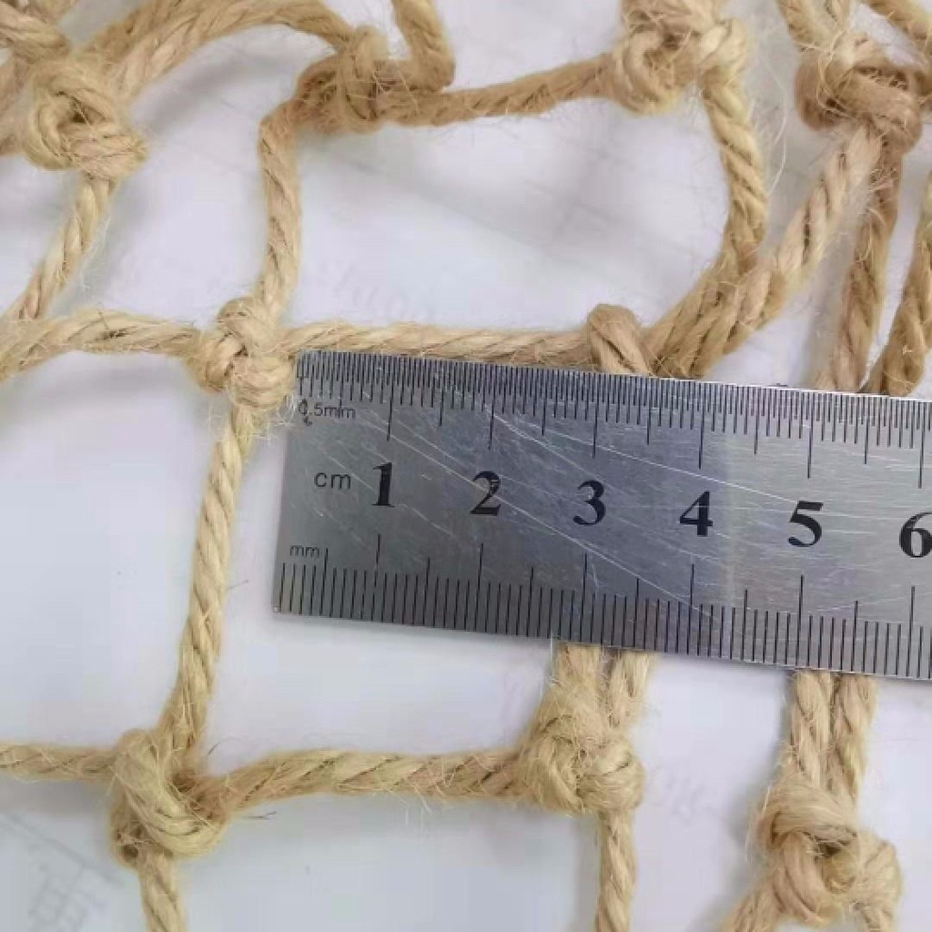 Hemp rope grid bar retro ceiling net wall hanging decorative net woven ...