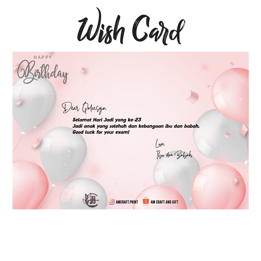 CUSTOM PRINTER WISHCARD (BIRTHDAY DESIGN) | Shopee Malaysia