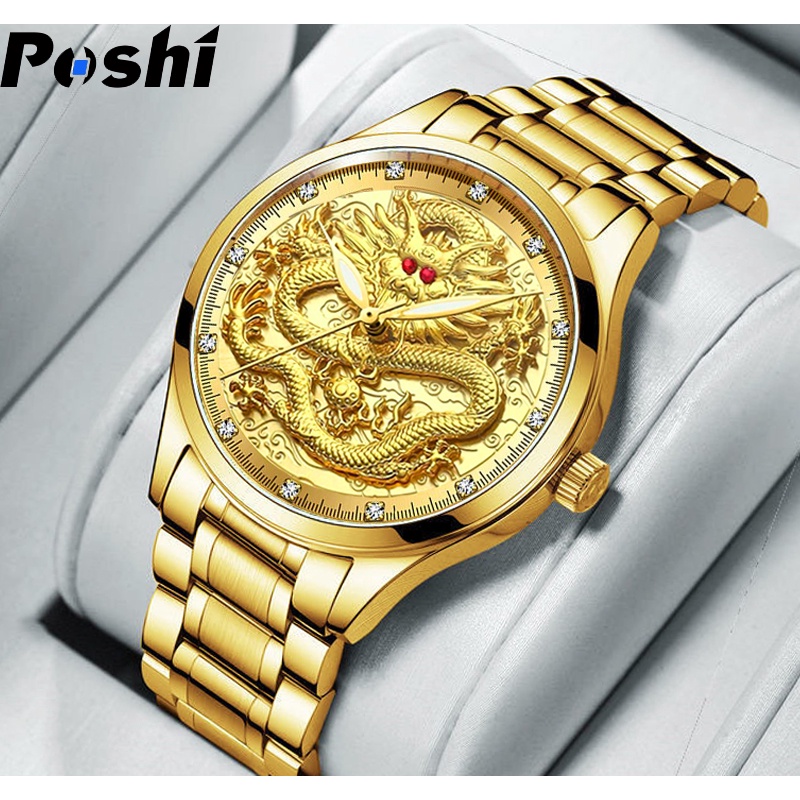 POSHI Jam Tangan Lelaki Original Waterproof Watch Men Luxury Gold ...