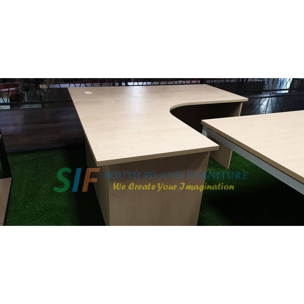 L shape writing table chipboard leg L shape Desk study table meja ...