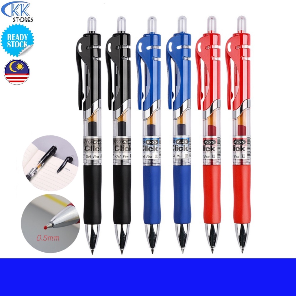 Pen Good Quality 0.5mm Gel Bullet Pen Push On Design With Refill Ink ...