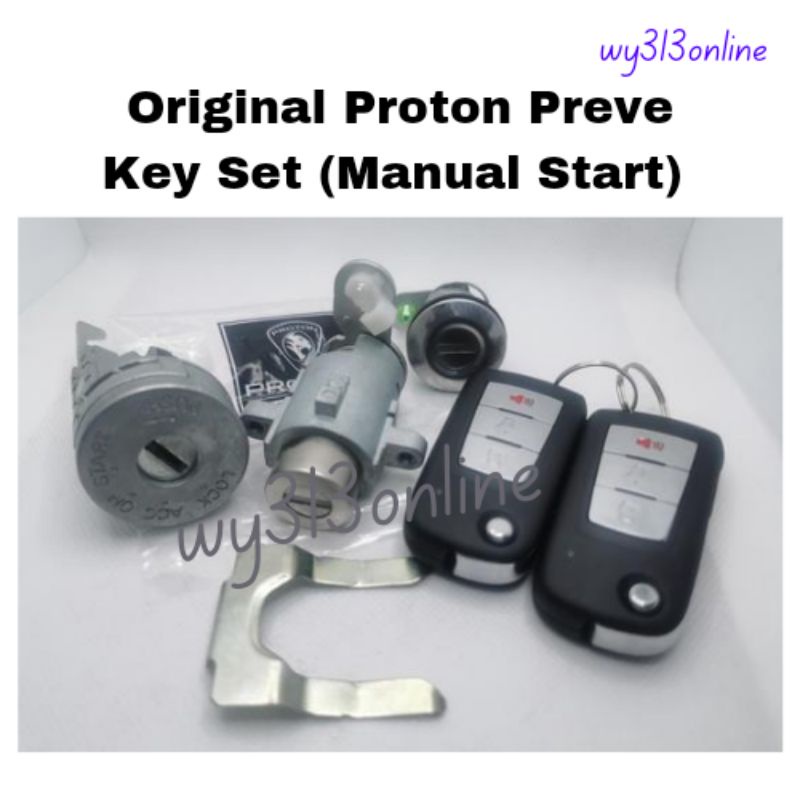 Original Proton Preve Key Set Ignition Lock Start Key Set Kunci Kereta ...