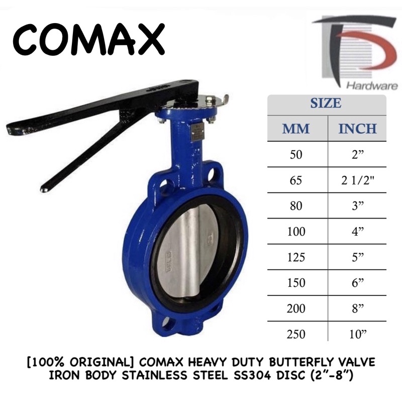 [100% ORIGINAL] COMAX HEAVY DUTY BUTTERFLY VALVE IRON BODY STAINLESS ...