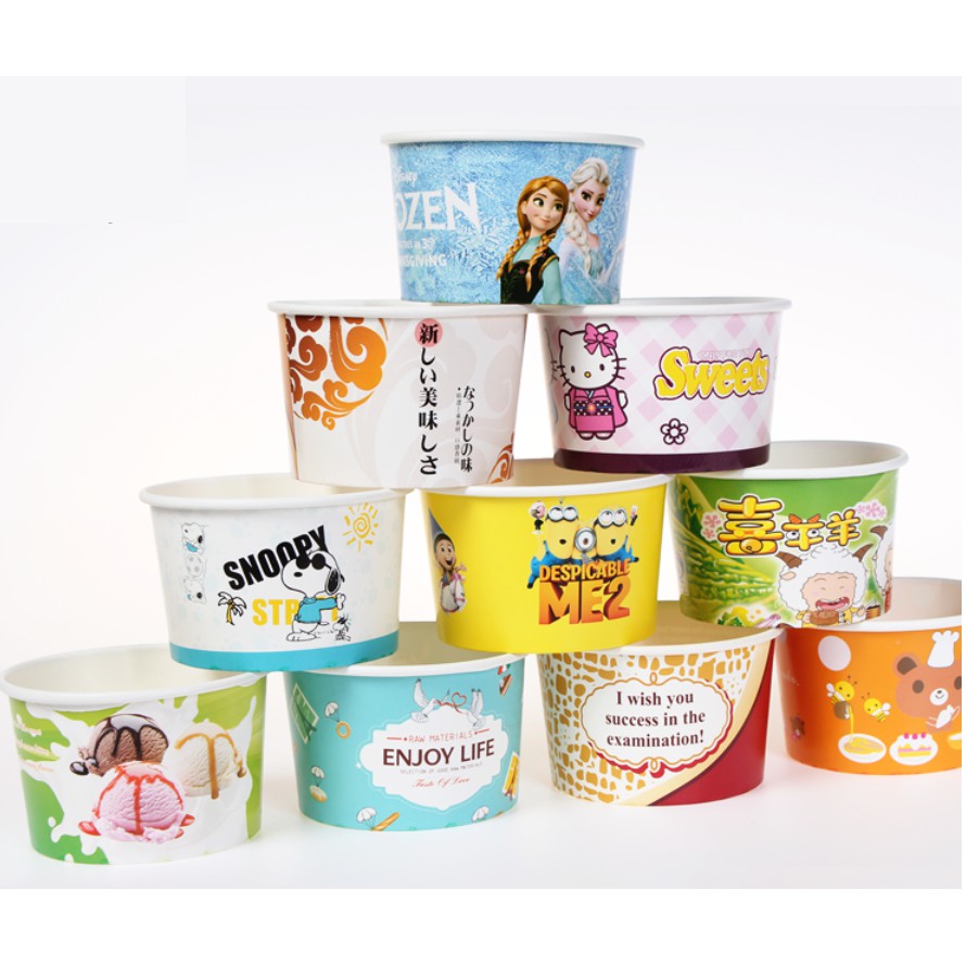 100pcs ice cream cup/ Yogurt cup/ cartoon colorful cup/ small cup with ...