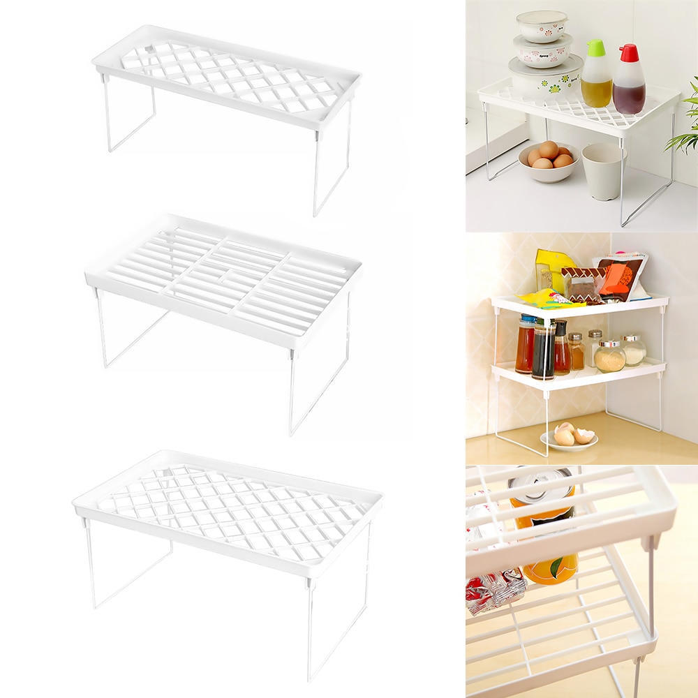 Kitchen Adjustable Storage Rack Metal Cupboard Storage Shelf Non-Skid ...