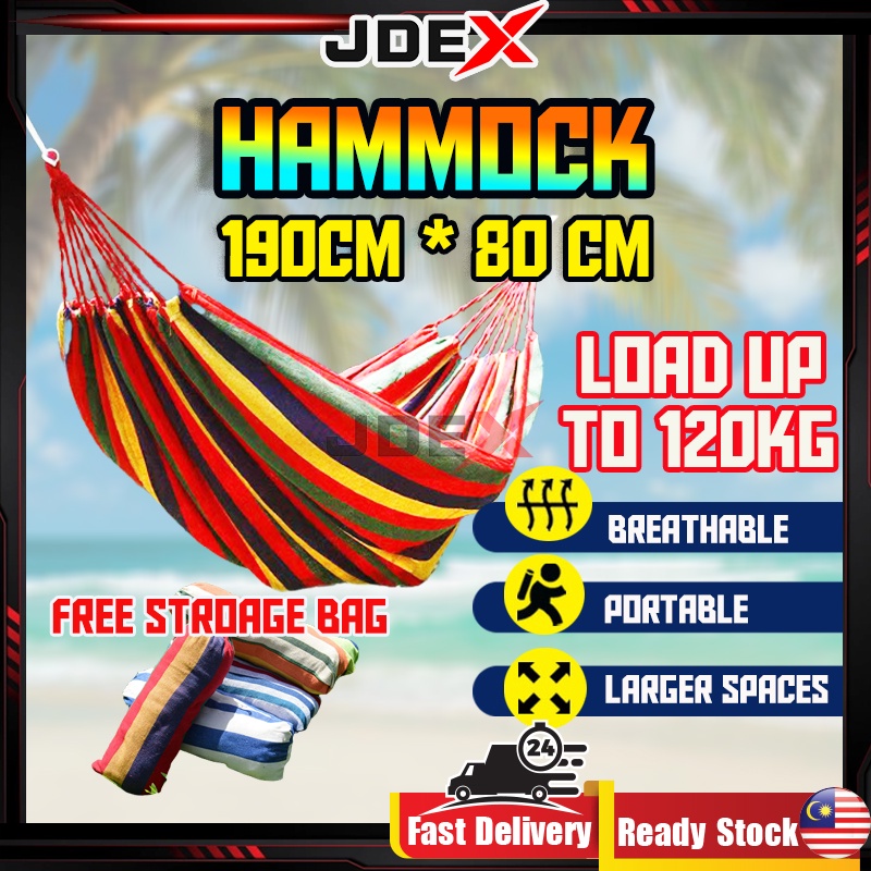 JDEX Outdoor Hammock Camping Hanging Bed Canvas Fabric Camping Striped ...