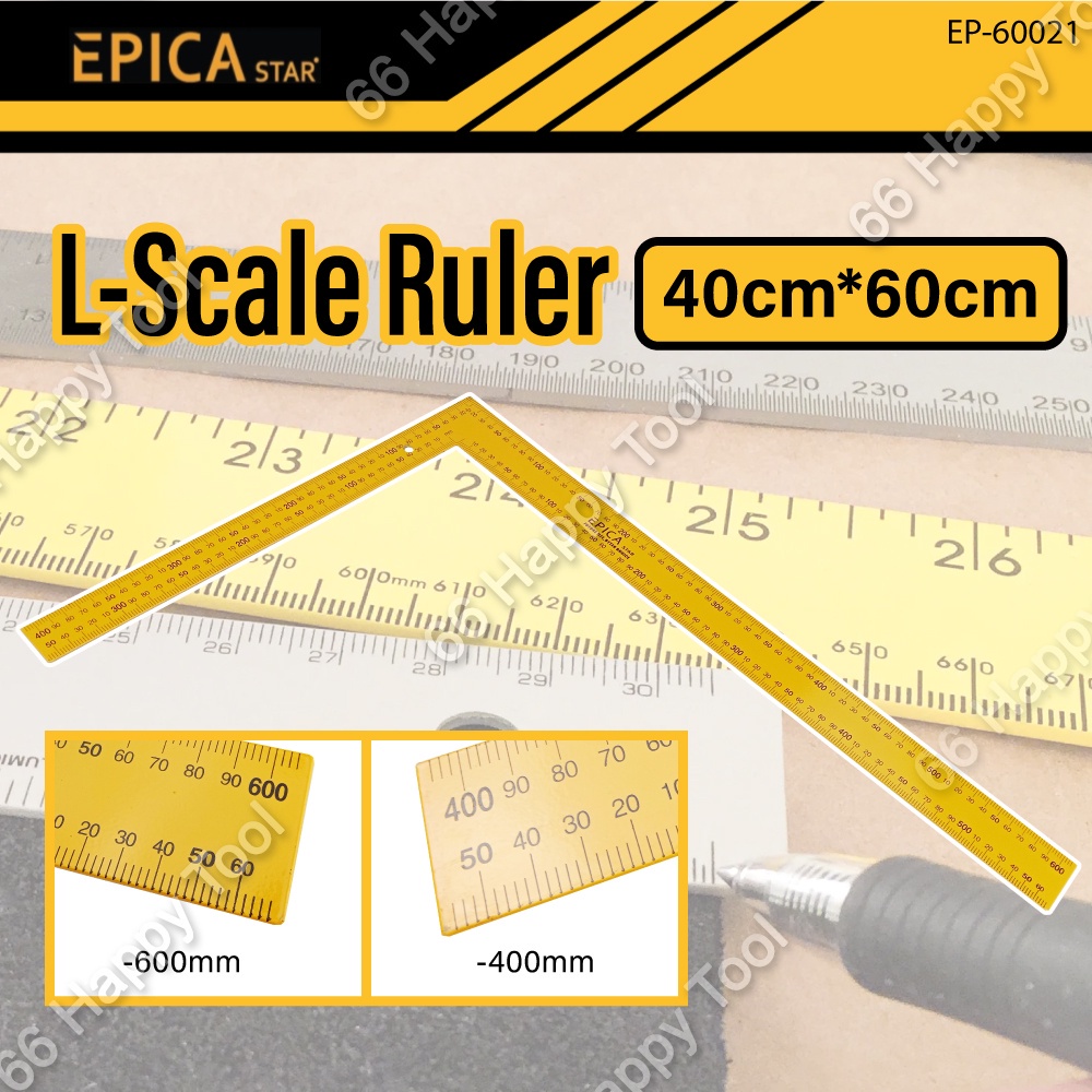 Epica Star 16" x 24" L-Scale Ruler L-Shaped Angle Try Square 40cm x ...