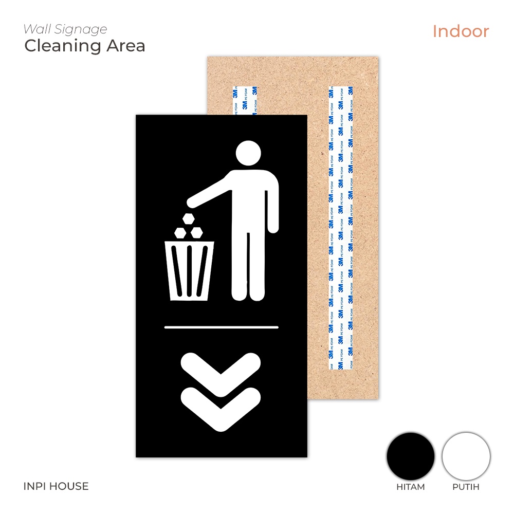 HITAM PUTIH Portrait waste disposal sign board - Black and White ...