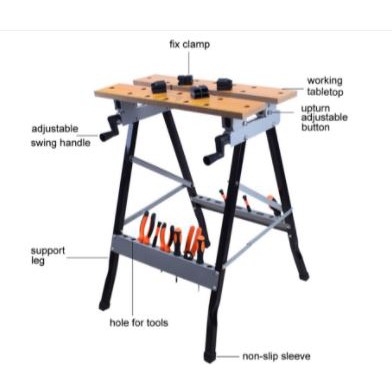 Portable Multi-Functional Home Folding Foldable Work Bench Woodworking ...