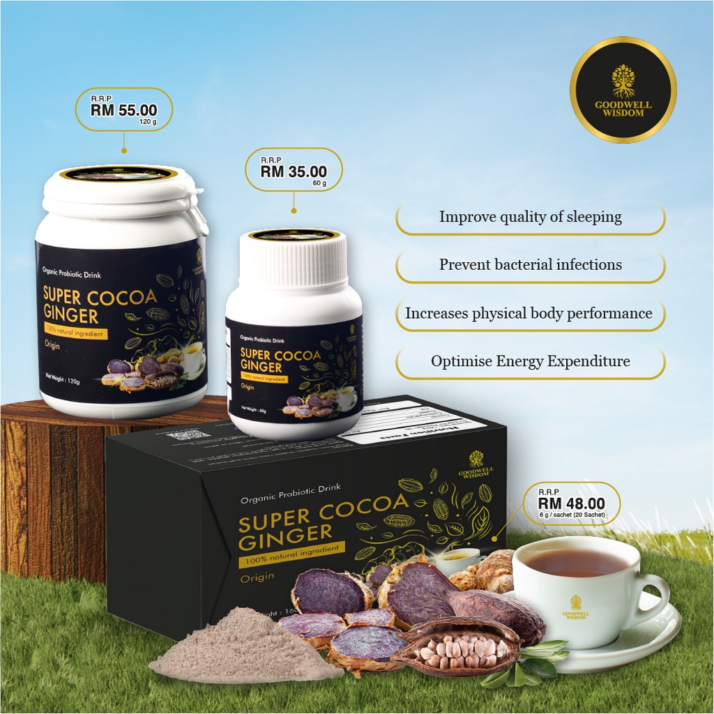 Goodwell Wisdom Super Ginger - Cocoa + kunyit hitam black ginger + superba 100% natural ...