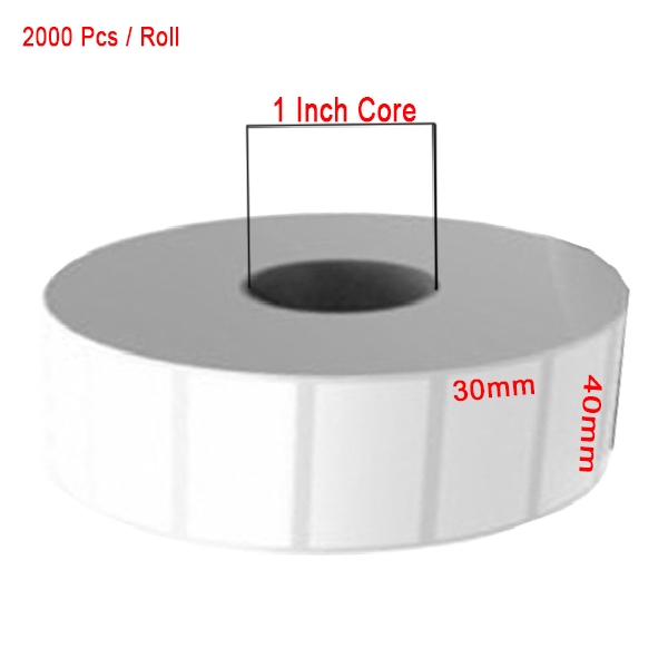 1 Roll 40mm x 30mm Blank Barcode Label Sticker (2000 Pcs Per Roll ...