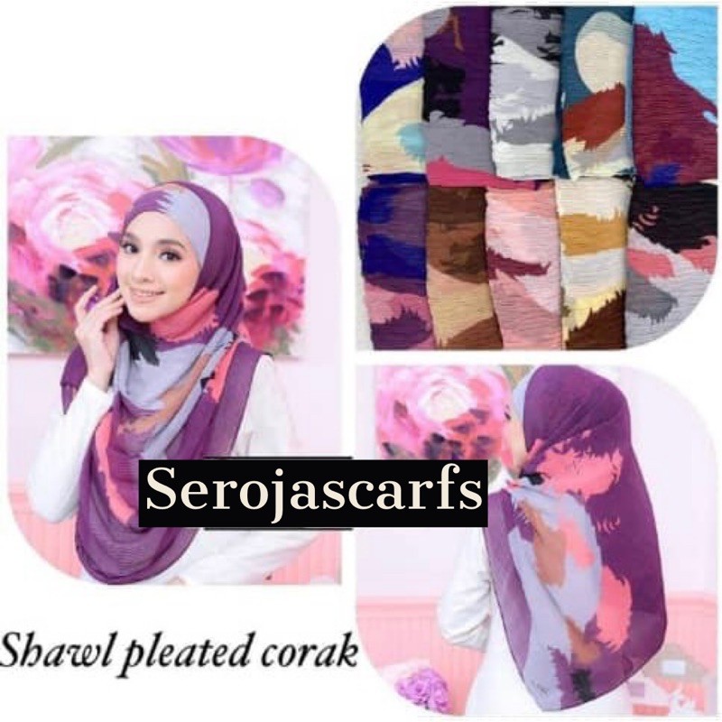 Shawl Full Pleated Bercorak Splash {READY STOCK} | Shopee Malaysia