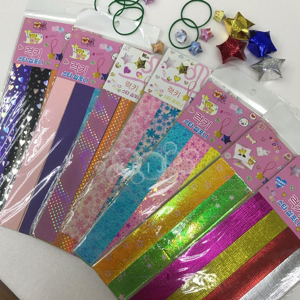 FOLDING LUCKY WISH STAR PAPER ORIGAMI PAPER FANCY SHINY PAPER (B ...
