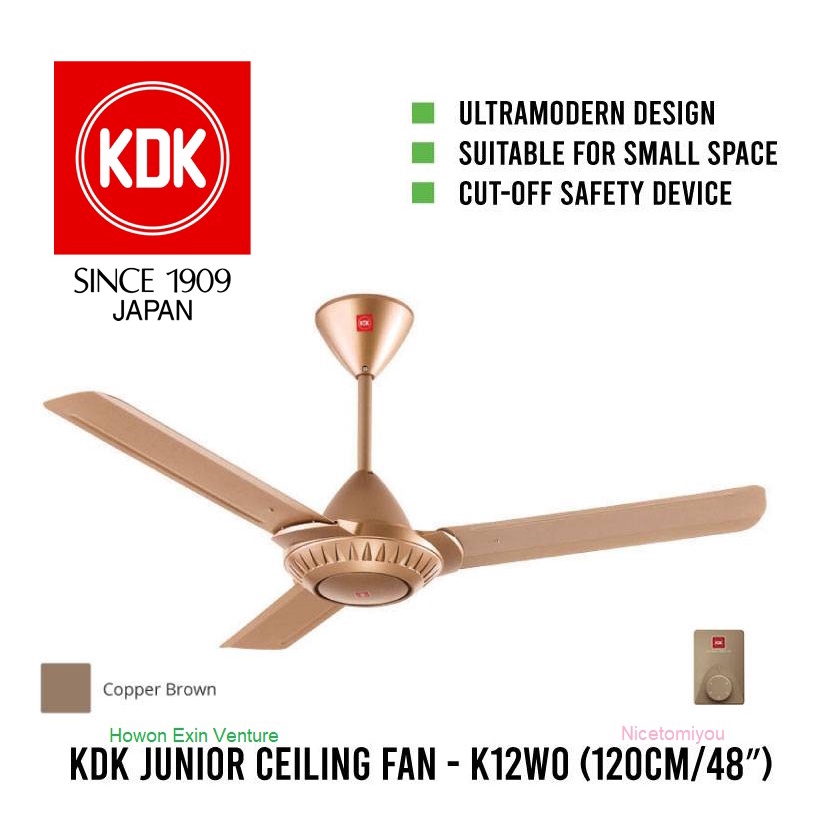 KDK Regulator Ceiling Fan 48" Copper K12WO 3 blade Junior Fan [ TWIN ...