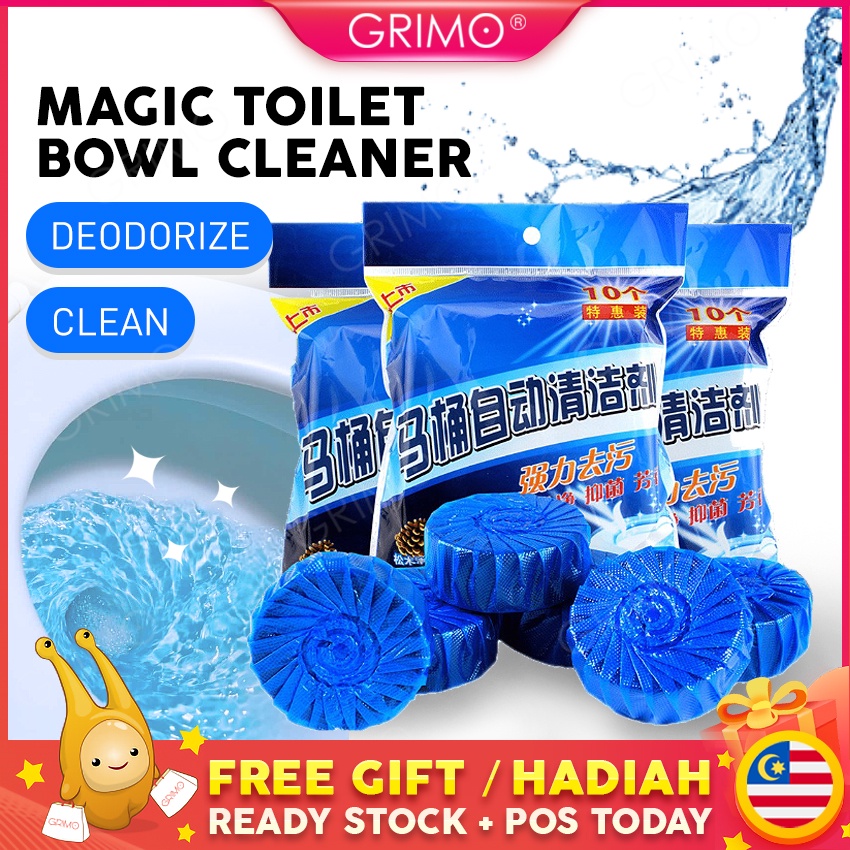 READY STOCK💝GRIMO Toilet Bubble Flush Tablet Automatic Cleaner Block ...